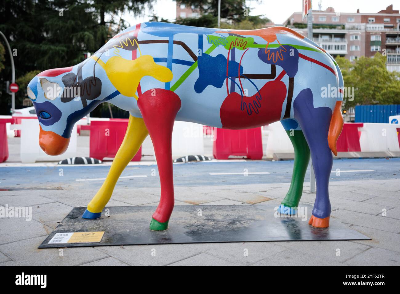 A cow-shaped sculpture painted at the Madrid Cow Gallery, on 3 ...