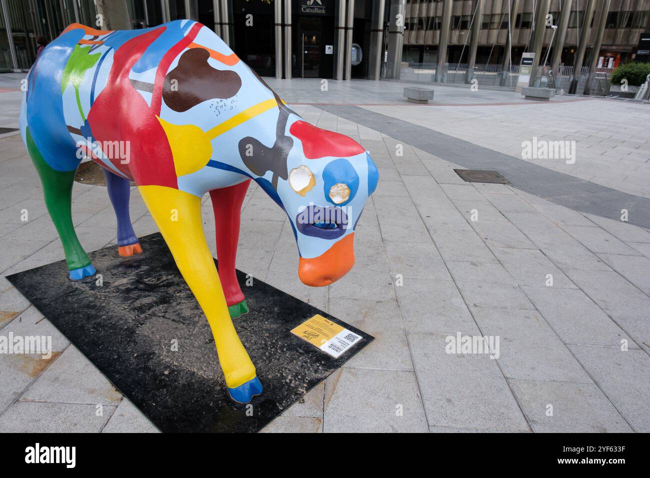 A cow-shaped sculpture painted at the Madrid Cow Gallery, on 3 ...