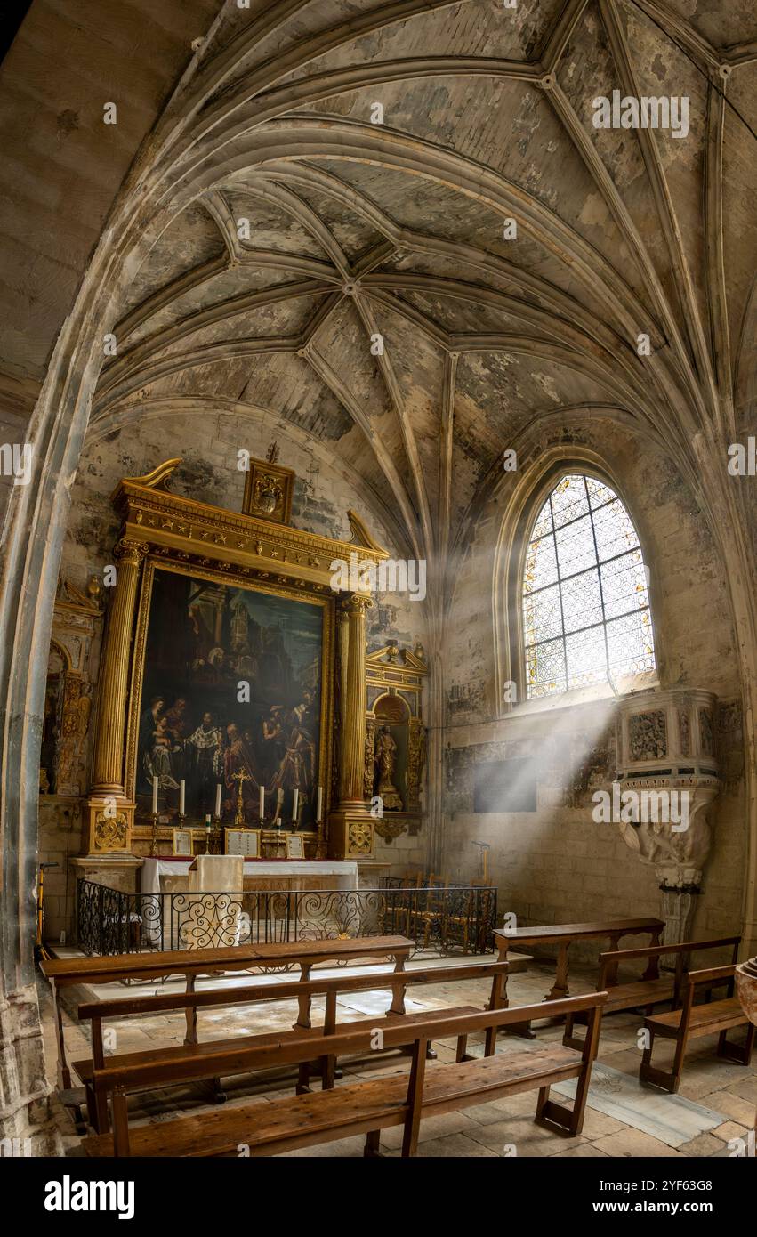 Interior of Saint-Trophime Primatial Catholic Church, painting above ...