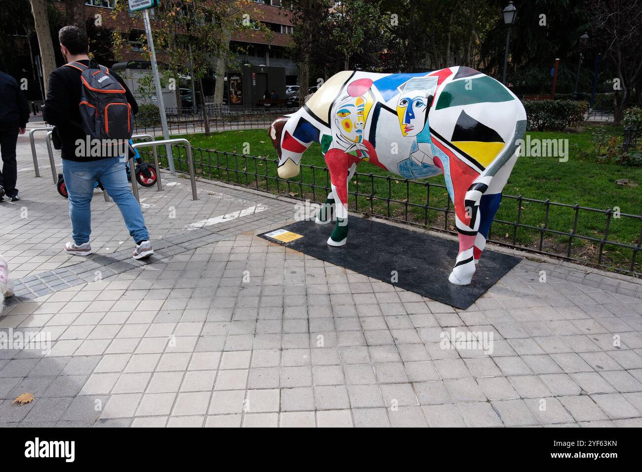 A cow-shaped sculpture painted at the Madrid Cow Gallery, on 3 ...