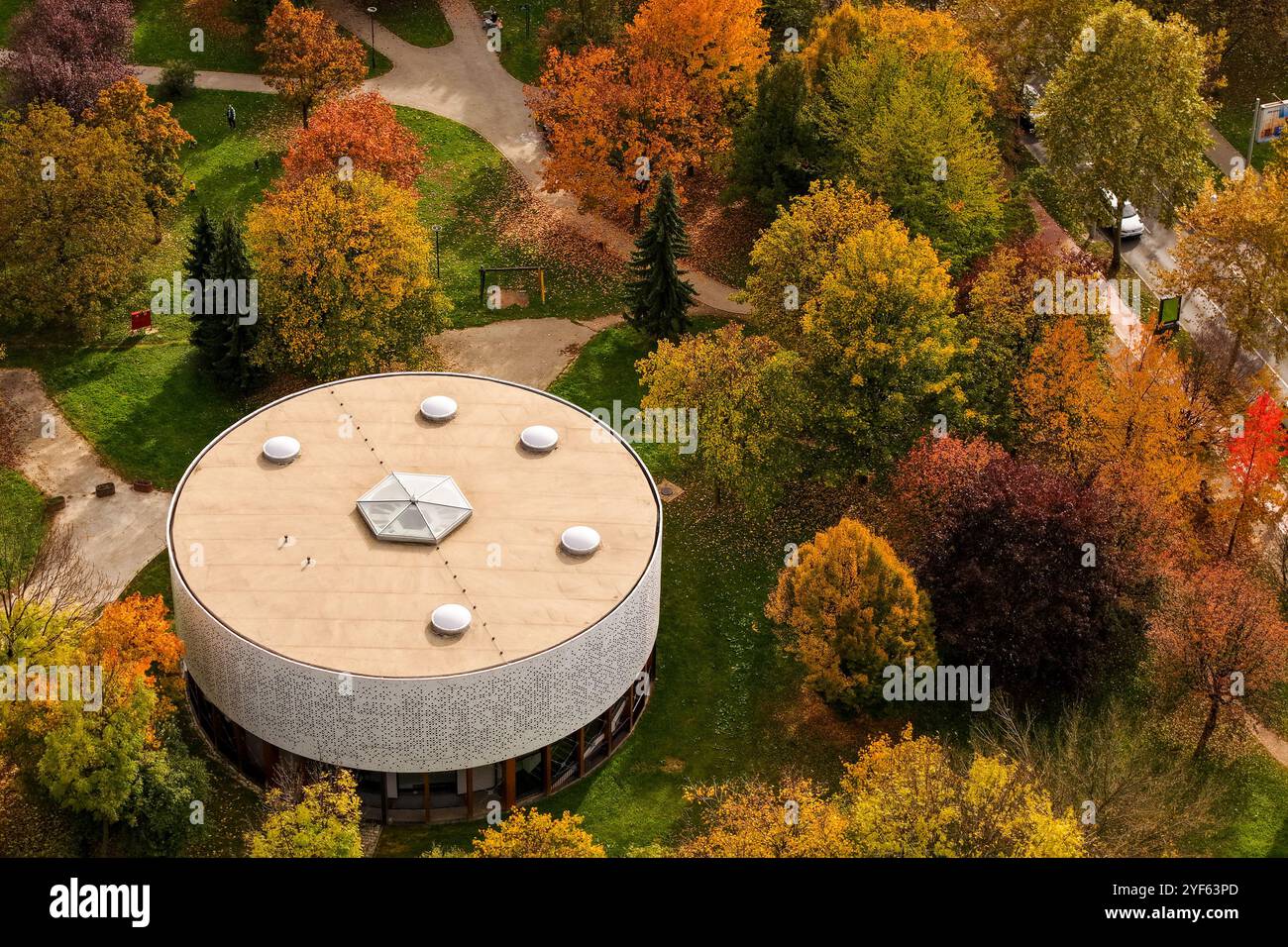Aerial view of the Safet Isovic Park near the Second Gymnasium High ...