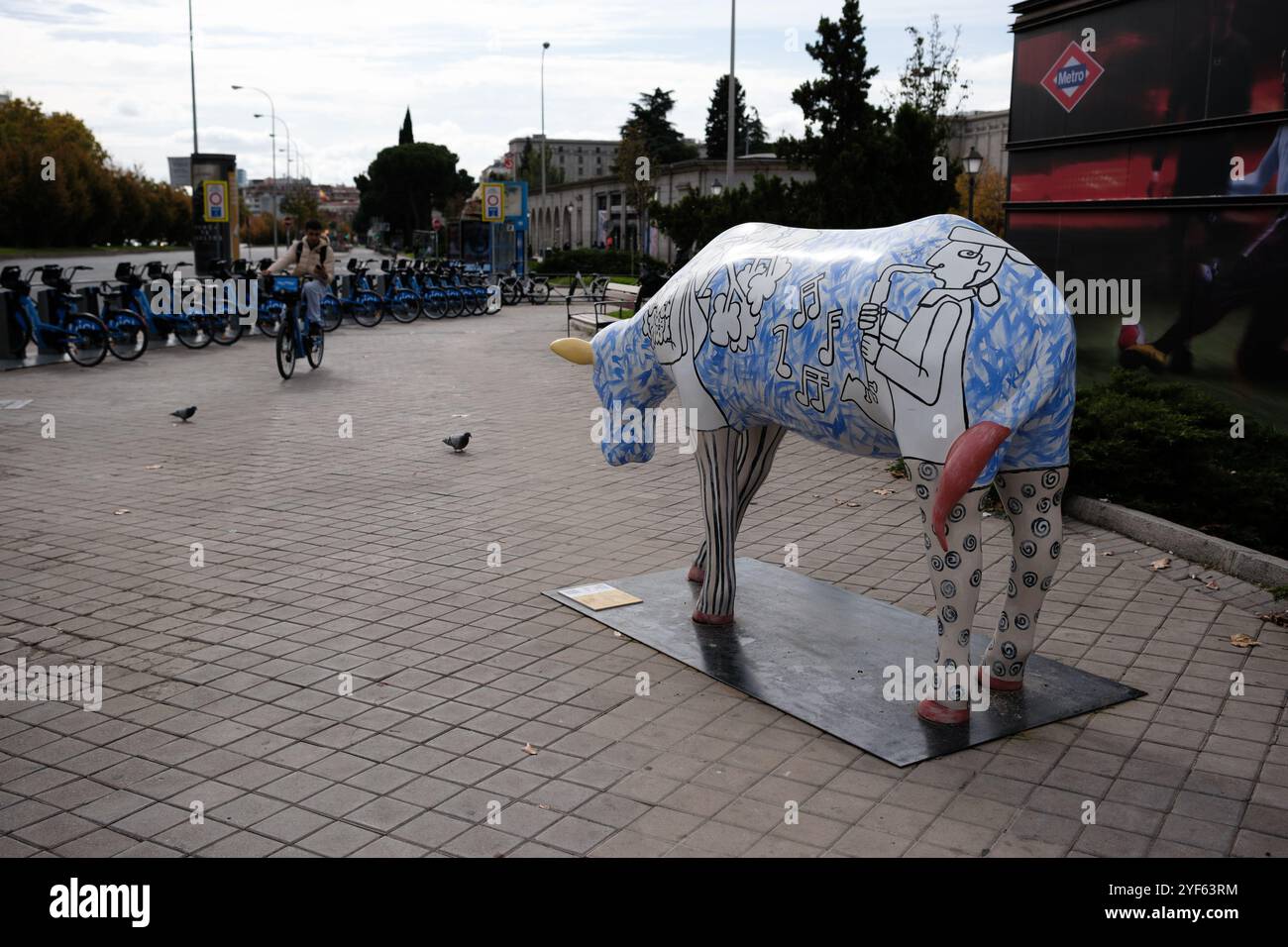 A cow-shaped sculpture painted at the Madrid Cow Gallery, on 3 ...