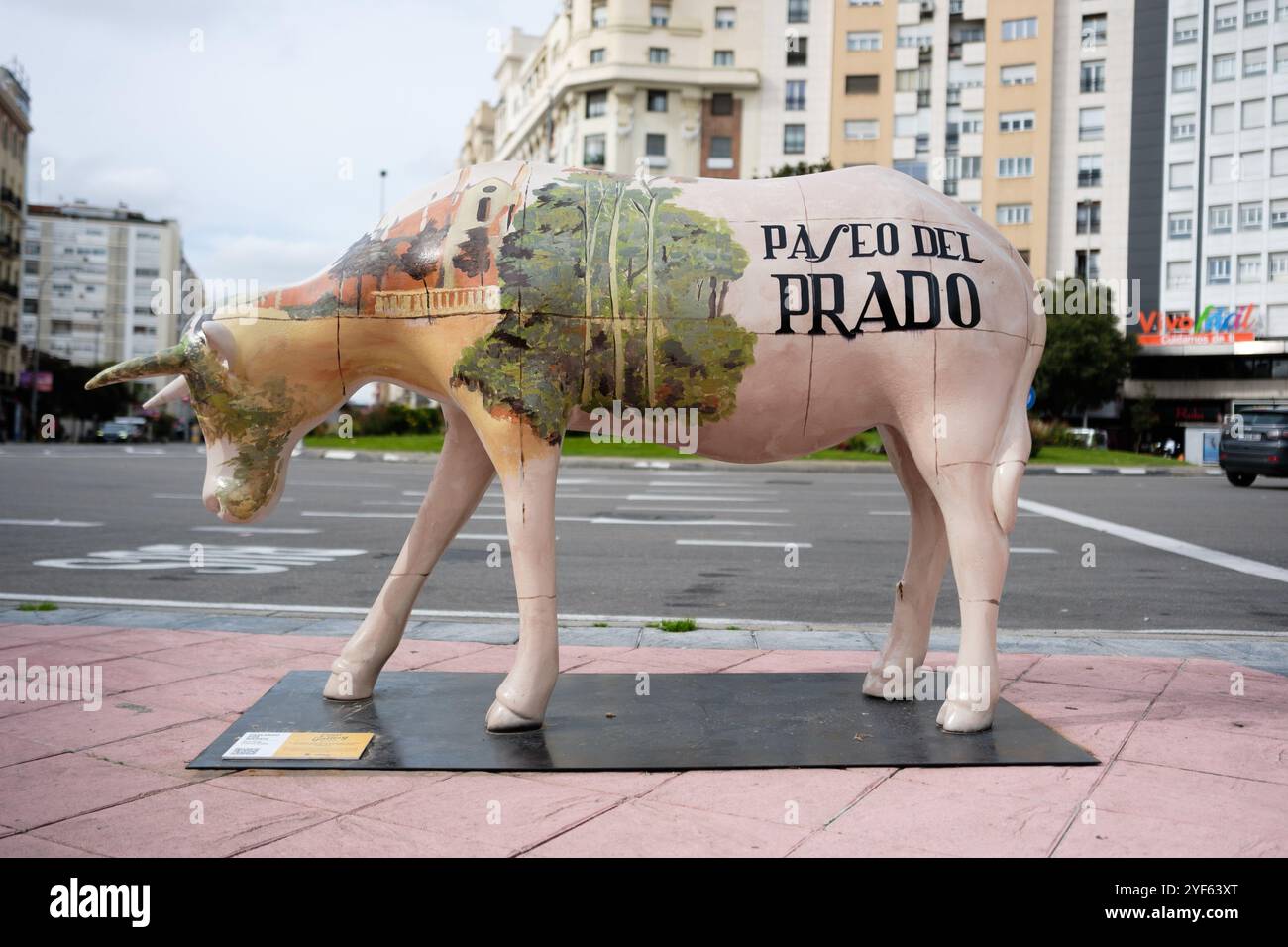 A cow-shaped sculpture painted at the Madrid Cow Gallery, on 3 ...