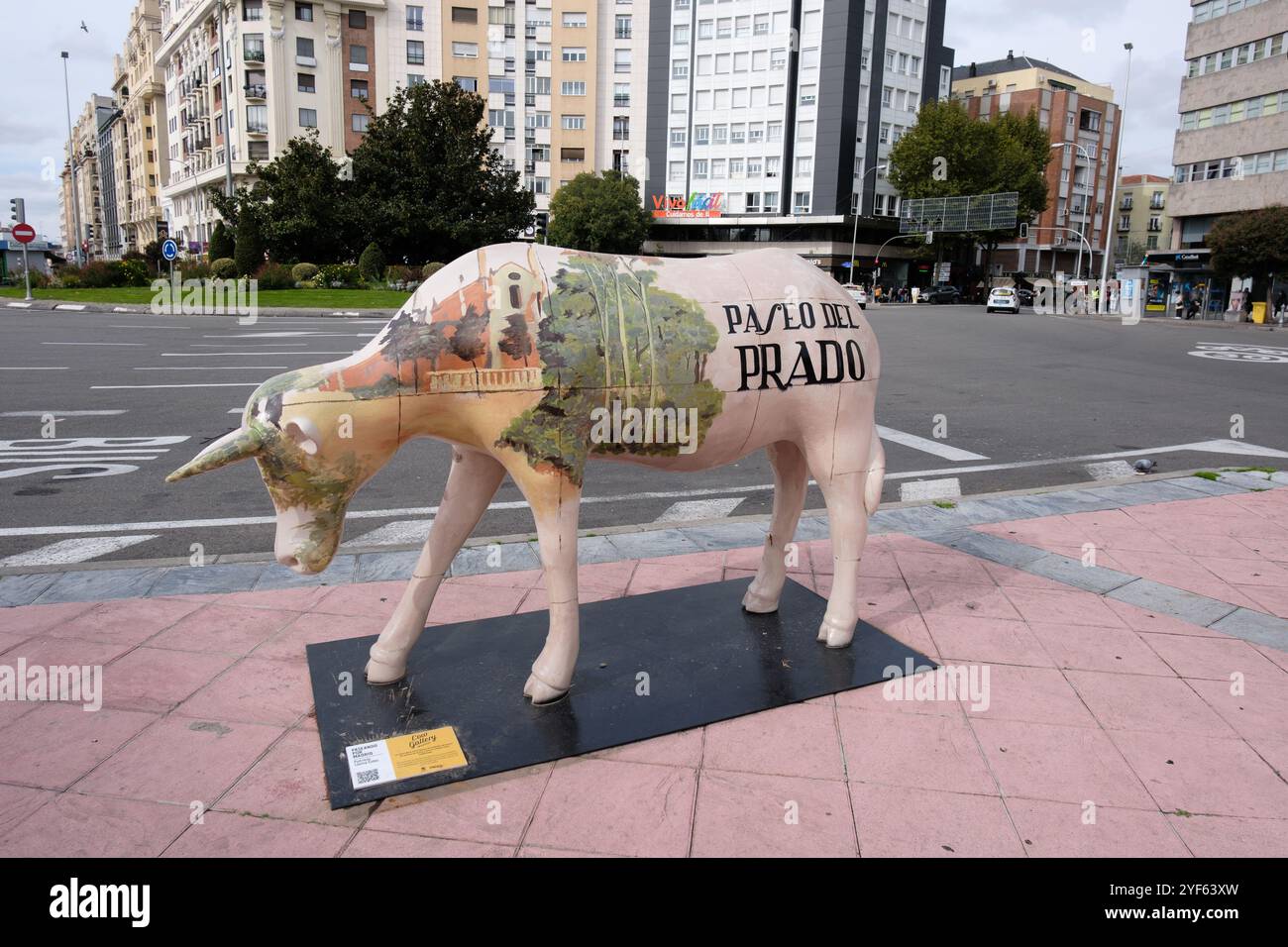 A cow-shaped sculpture painted at the Madrid Cow Gallery, on 3 ...