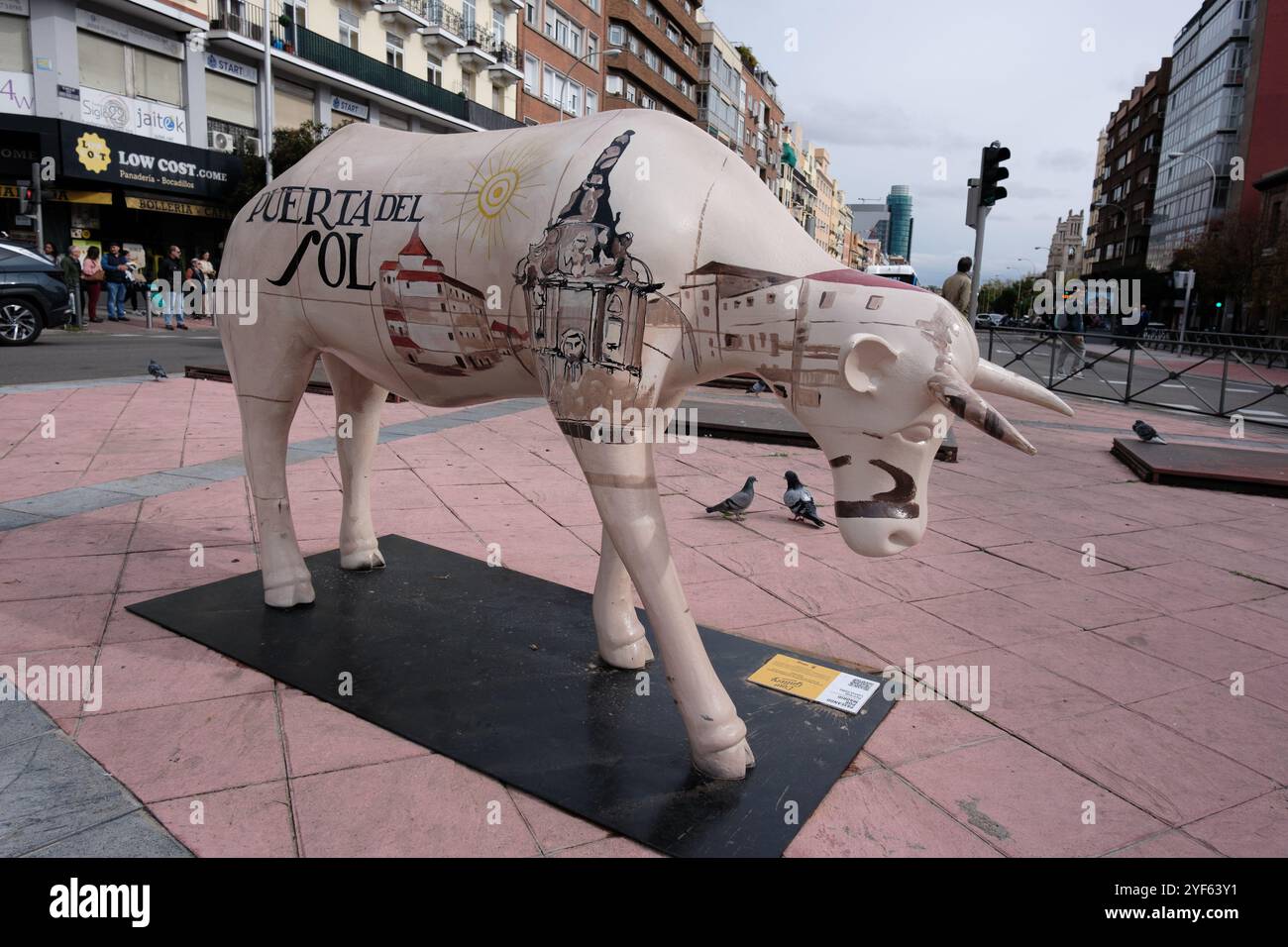A cow-shaped sculpture painted at the Madrid Cow Gallery, on 3 ...