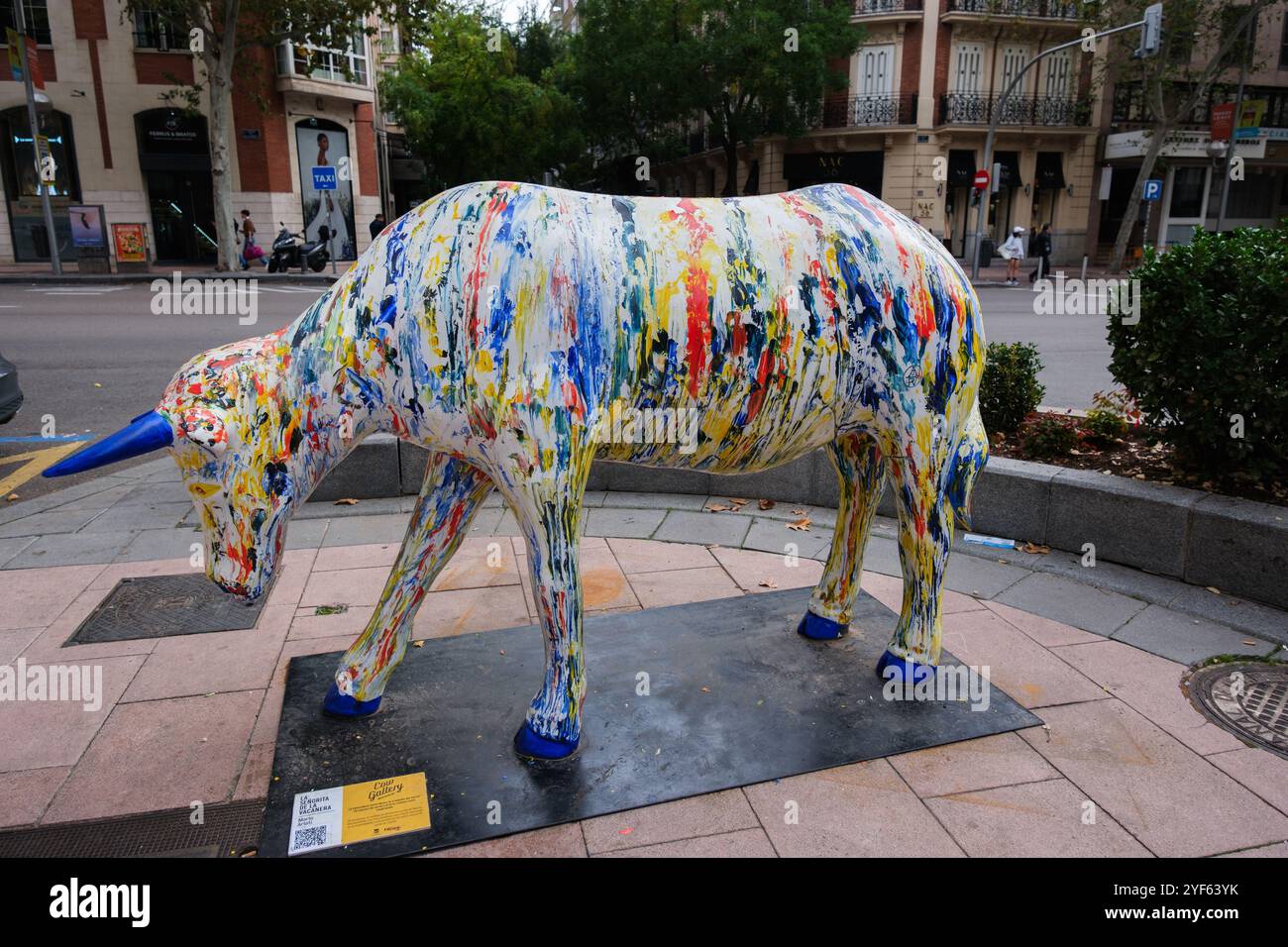 A cow-shaped sculpture painted at the Madrid Cow Gallery, on 3 ...
