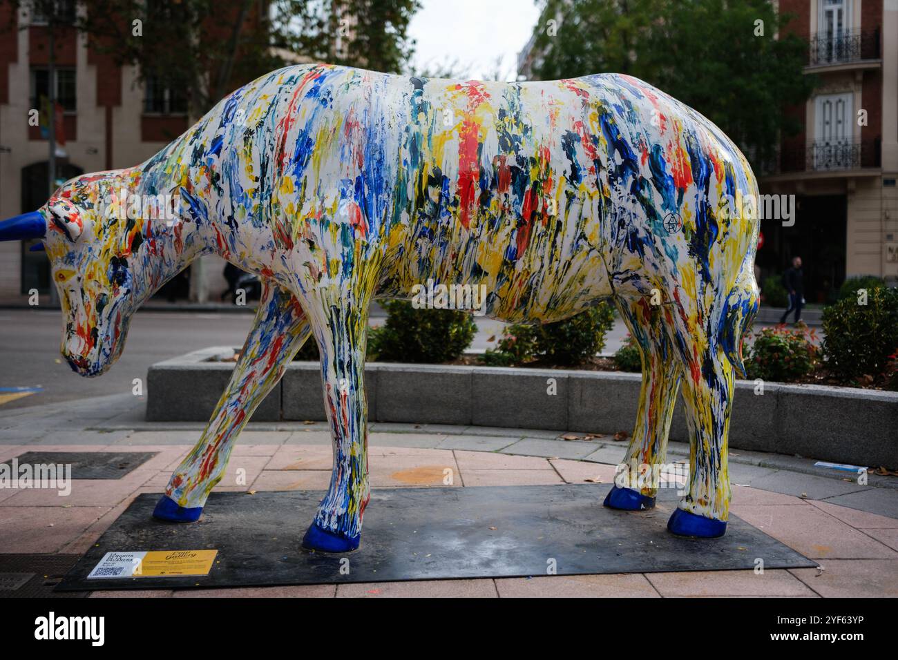 A cow-shaped sculpture painted at the Madrid Cow Gallery, on 3 ...