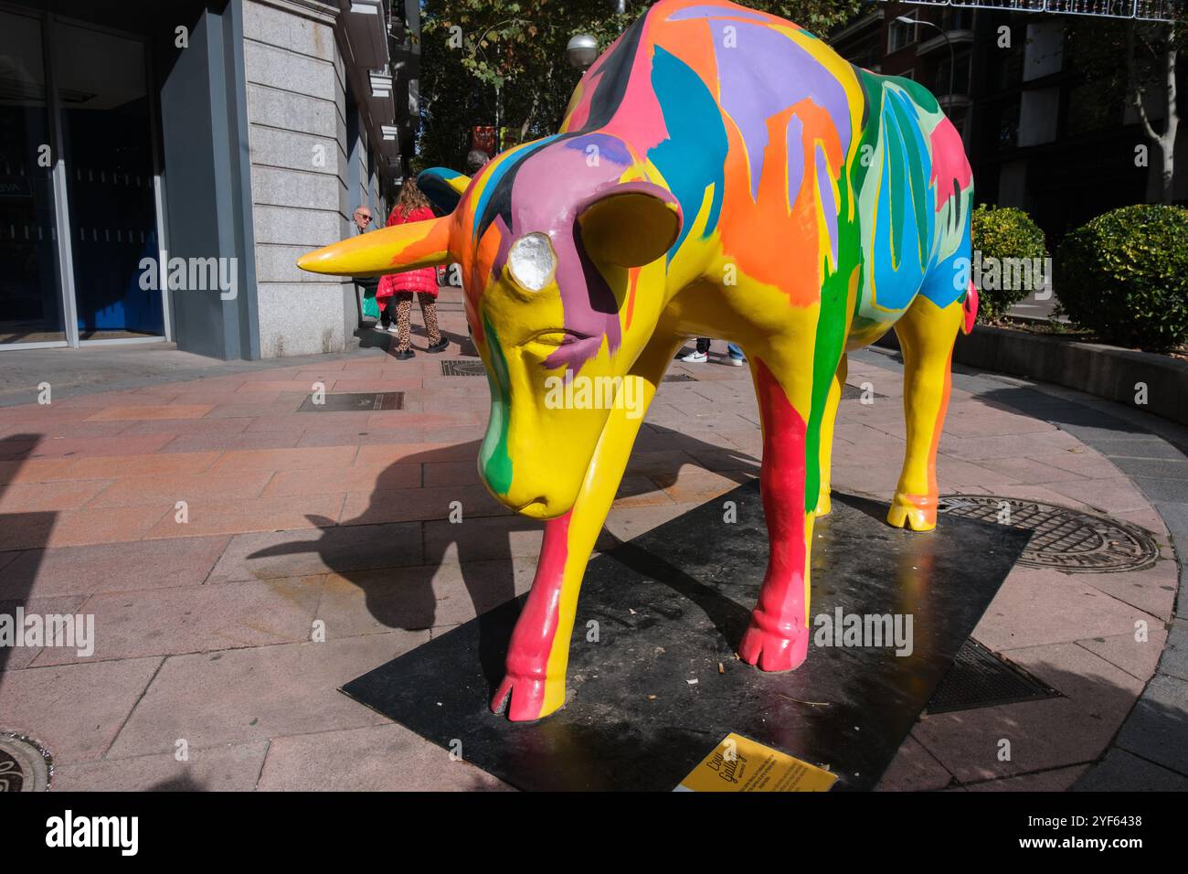 A cow-shaped sculpture painted at the Madrid Cow Gallery, on 3 ...