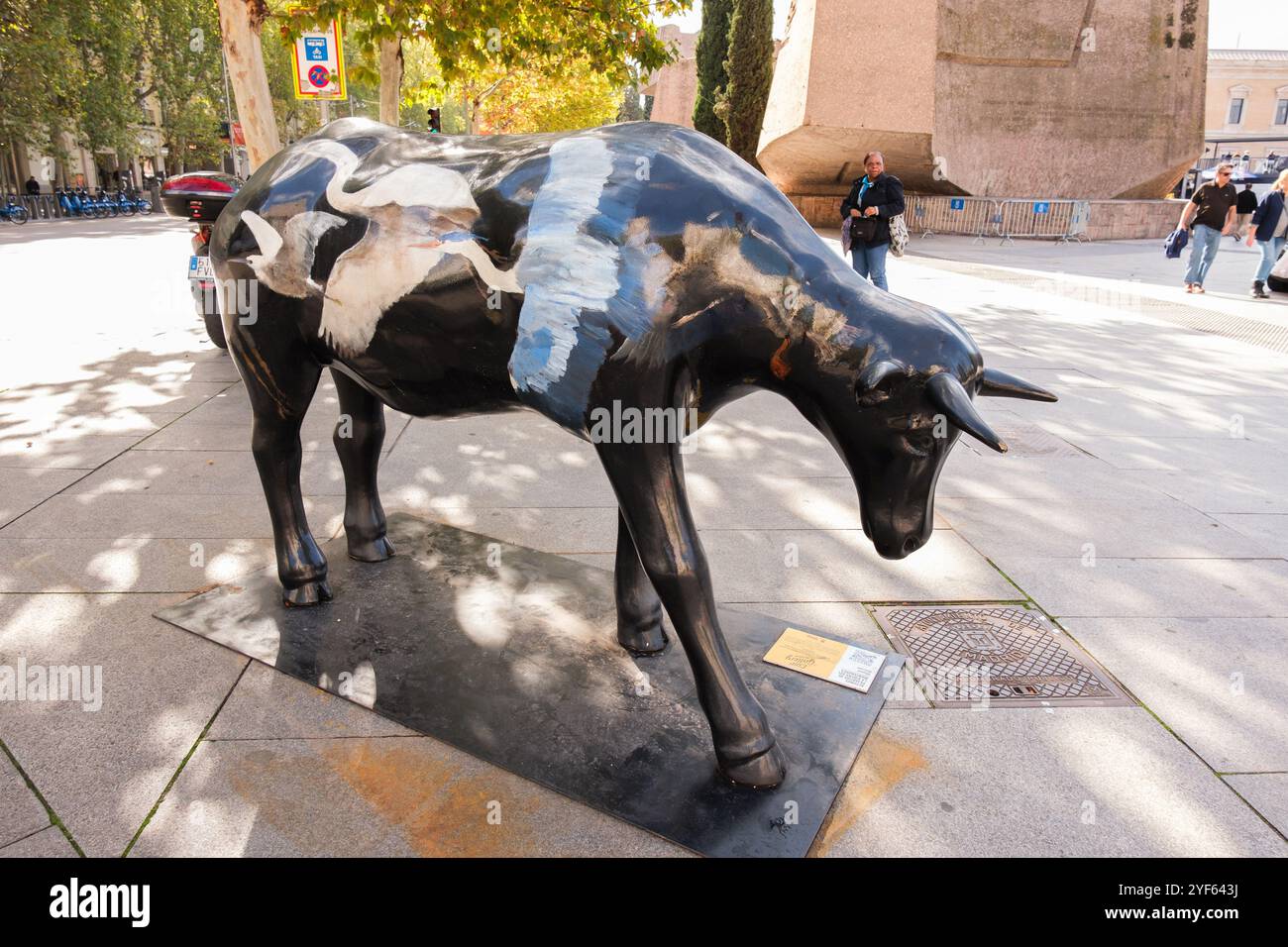 A cow-shaped sculpture painted at the Madrid Cow Gallery, on 3 ...