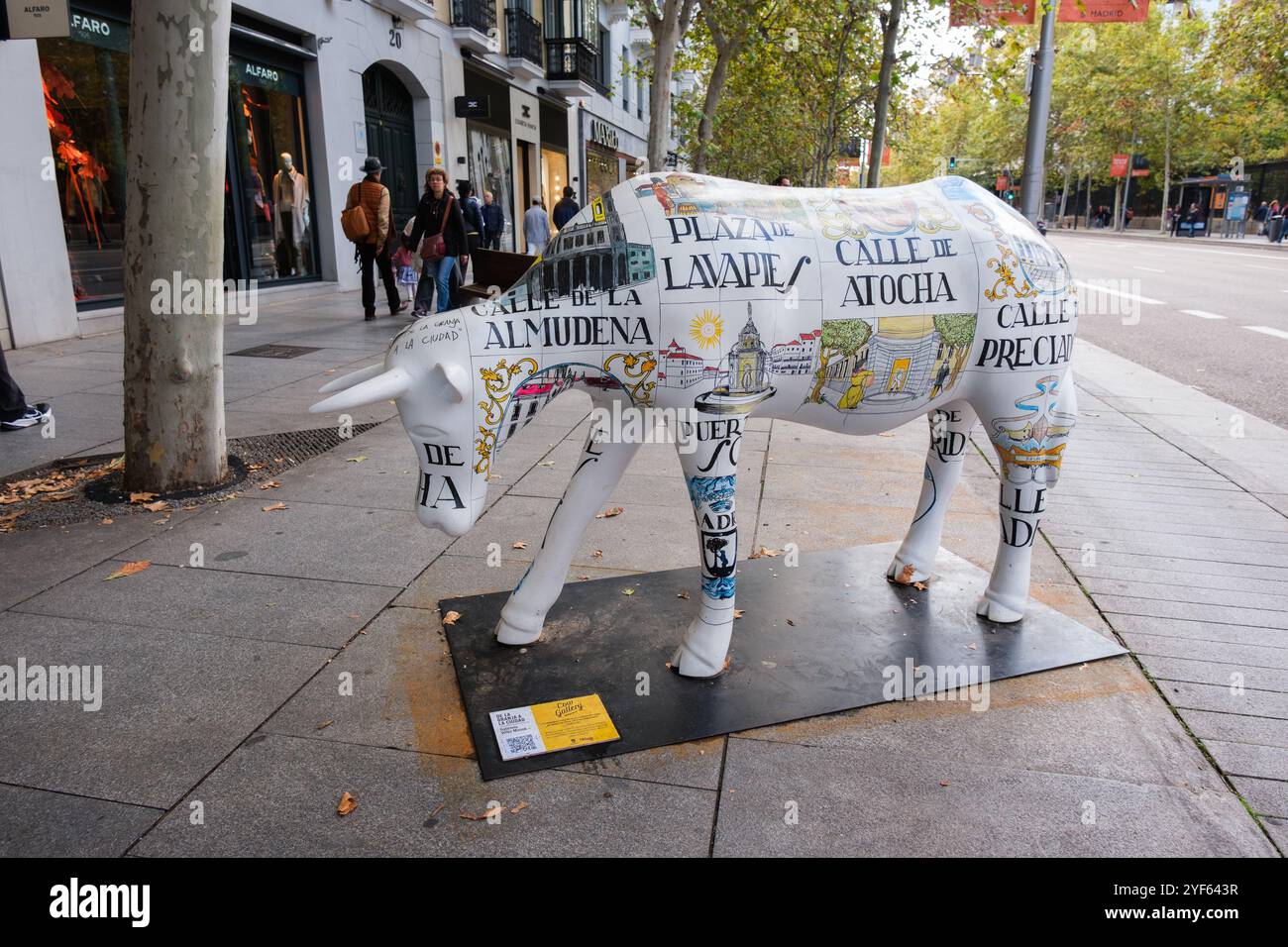 A cow-shaped sculpture painted at the Madrid Cow Gallery, on 3 ...