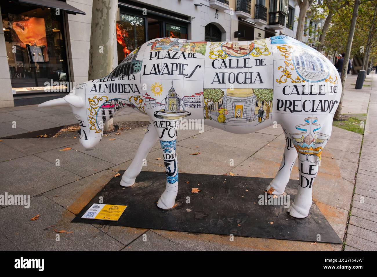 A cow-shaped sculpture painted at the Madrid Cow Gallery, on 3 ...