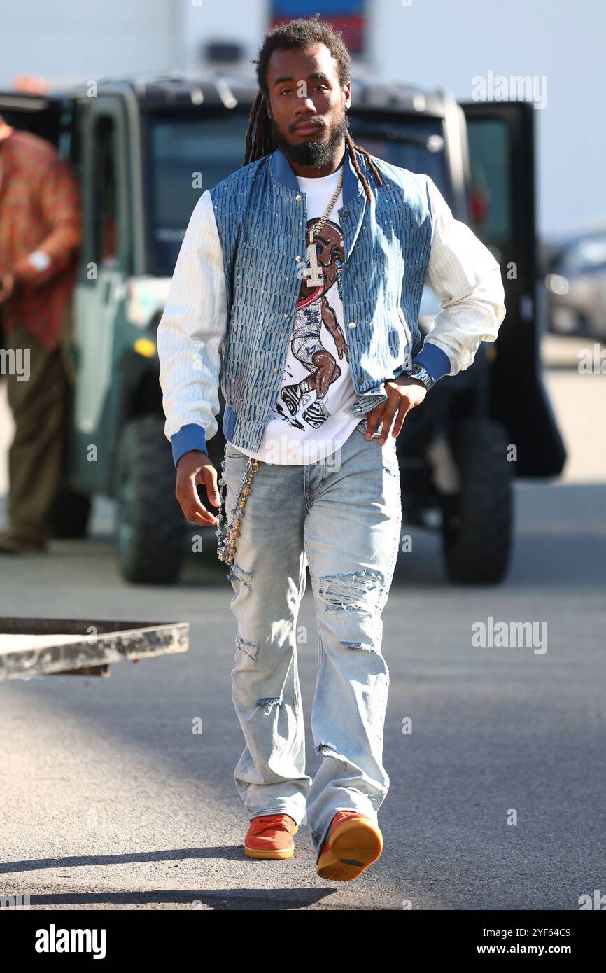Buffalo Bills running back James Cook (4) arrives to stadium prior to ...