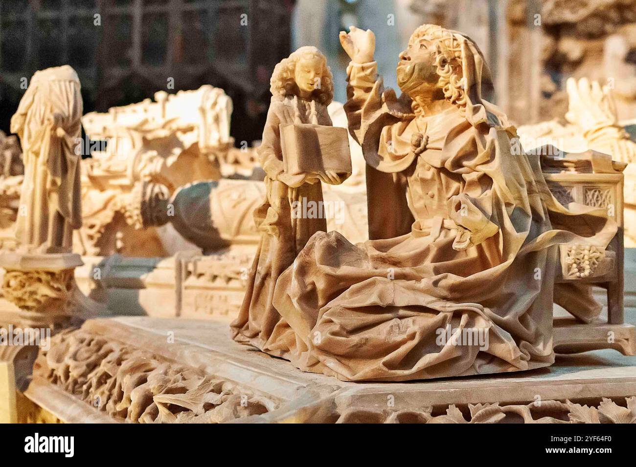Burgos;Spain;04232011:A detailed sculpture depicting a seated figure ...