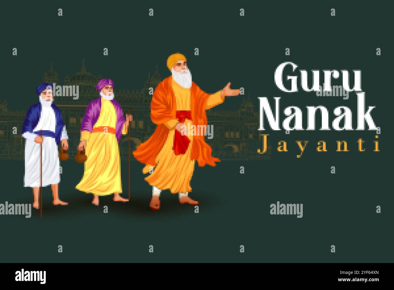 illustration of Happy Gurpurab, Guru Nanak Jayanti festival of Sikh ...
