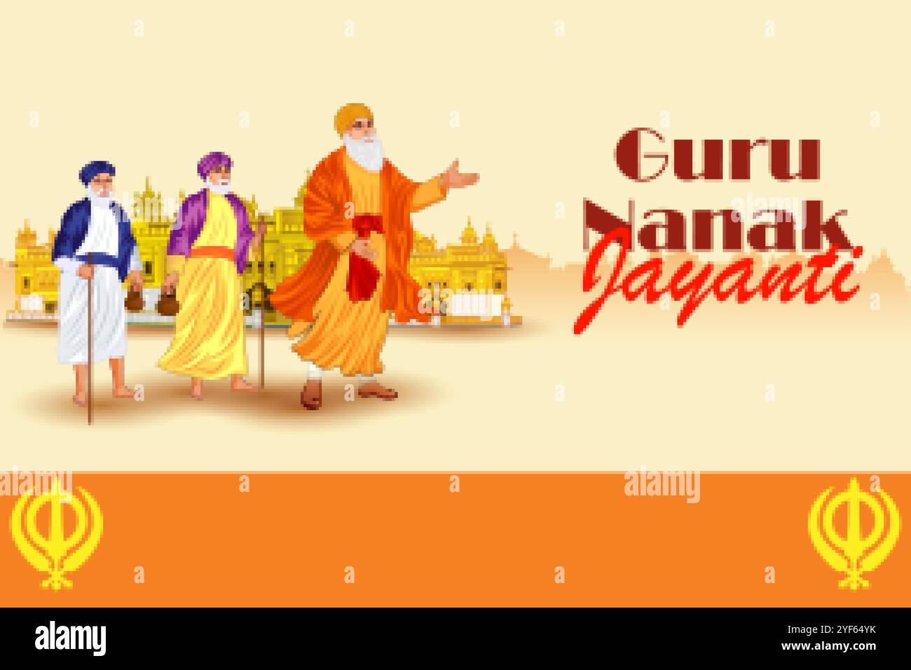 illustration of Happy Gurpurab, Guru Nanak Jayanti festival of Sikh celebration background Stock ...