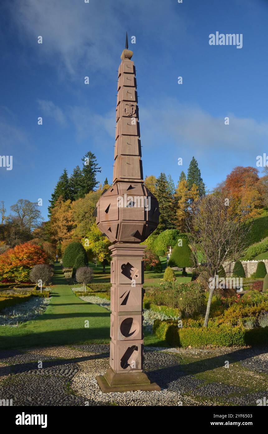 The historic multi-faceted stone sundial situated in the gardens of ...