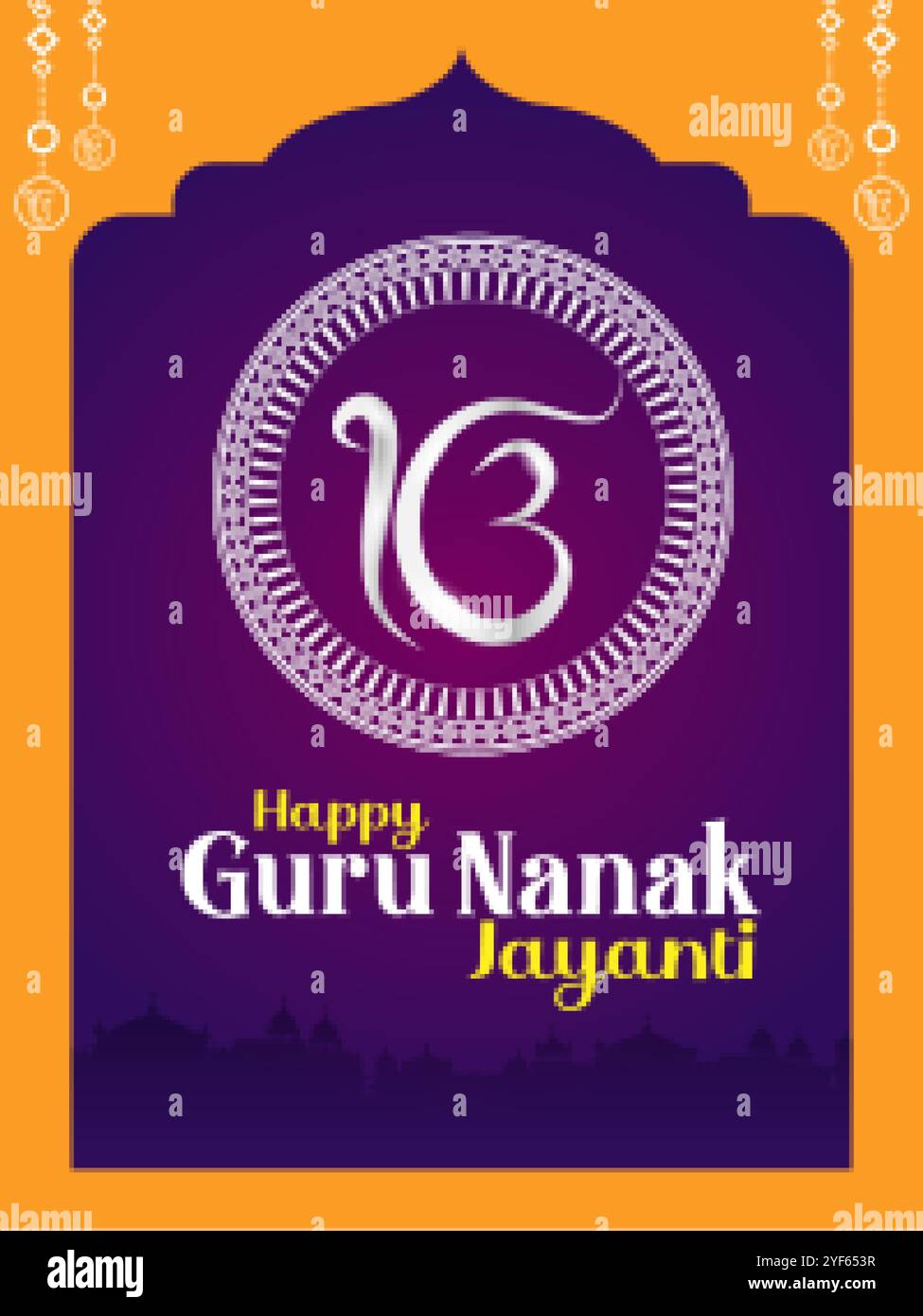 illustration of Happy Gurpurab, Guru Nanak Jayanti festival of Sikh celebration background with ...