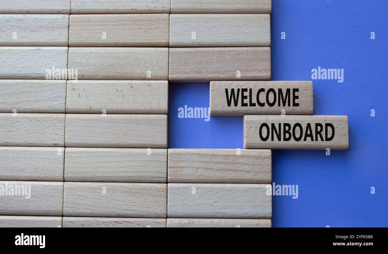 Welcome onboard symbol. Concept words Welcome onboard on wooden blocks ...