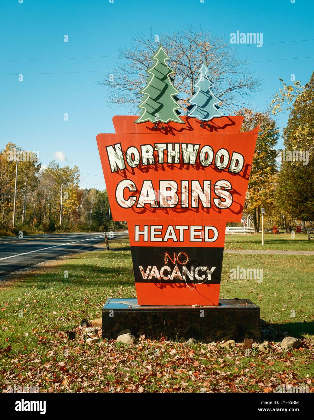Northwood Cabins vintage sign in Tupper Lake, the Adirondack Mountains ...