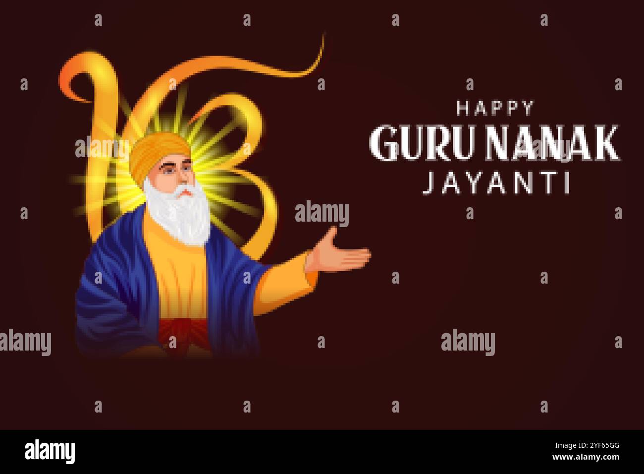 illustration of Happy Gurpurab, Guru Nanak Jayanti festival of Sikh celebration background with ...