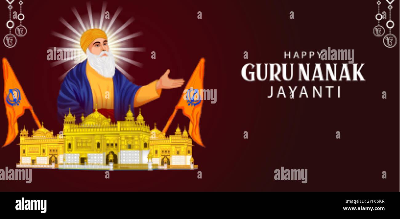 illustration of Happy Gurpurab, Guru Nanak Jayanti festival of Sikh celebration background Stock ...