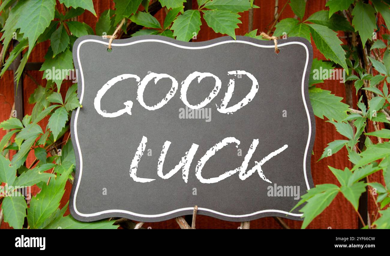 Good luck symbol. Good luck black chalk blackboard. Beautiful red ...