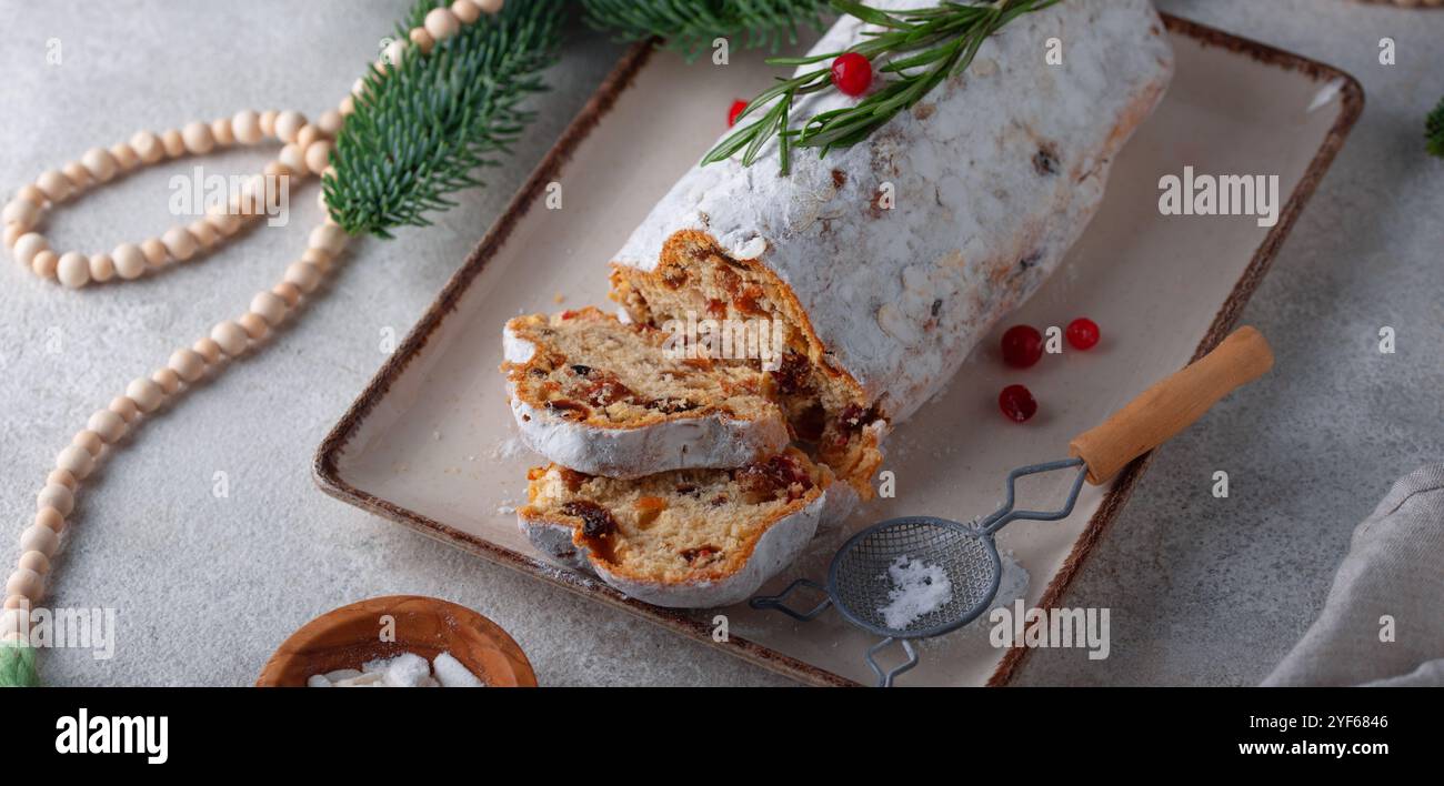 Festive christmas stollen cake with spices Stock Photo - Alamy