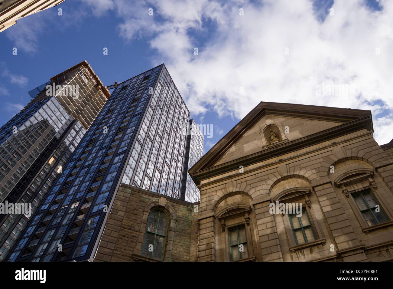 Gesu Catholic Church, Montreal, with Skyscrapers behind Stock Photo - Alamy