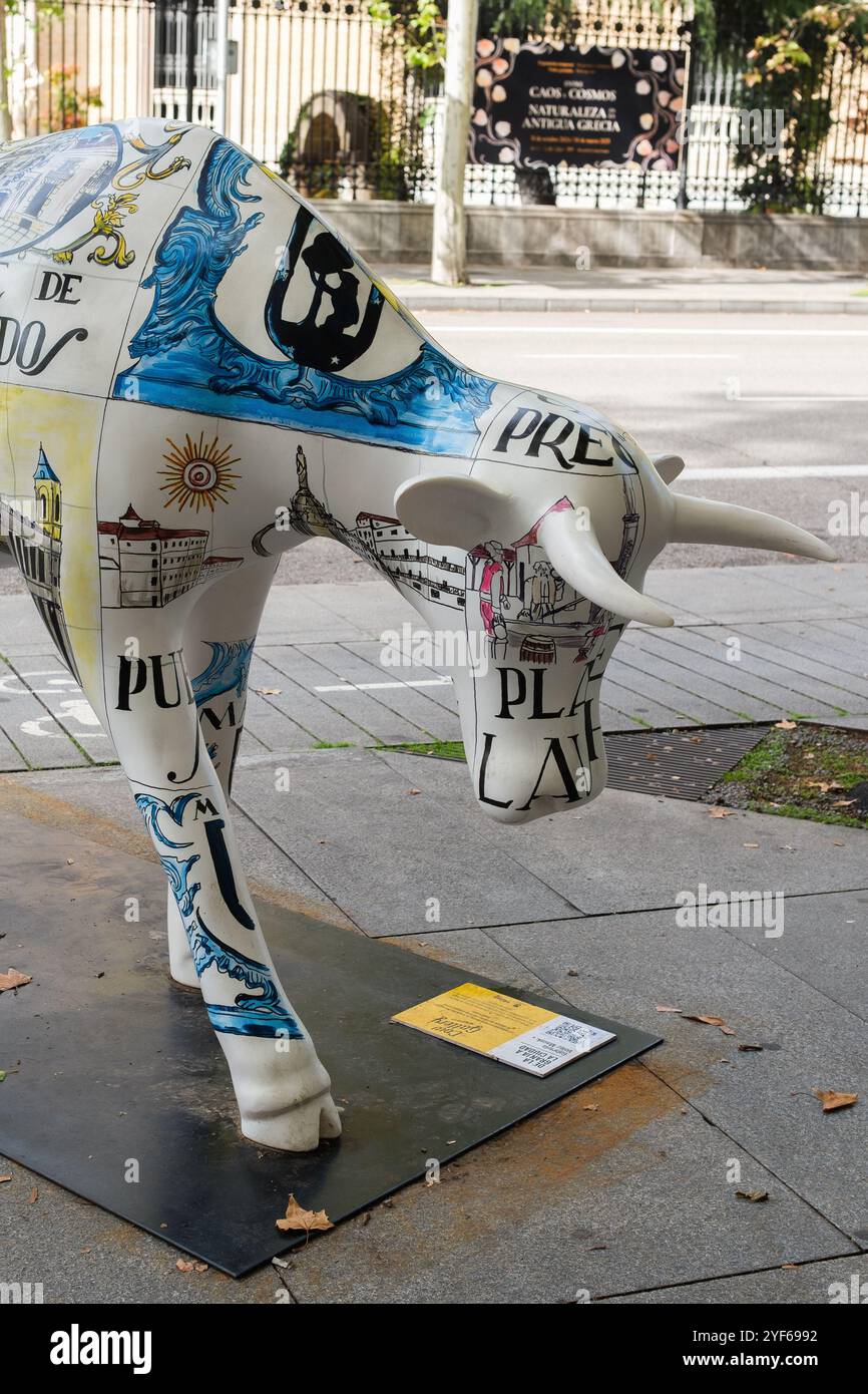 A cow-shaped sculpture painted at the Madrid Cow Gallery, on 3 ...