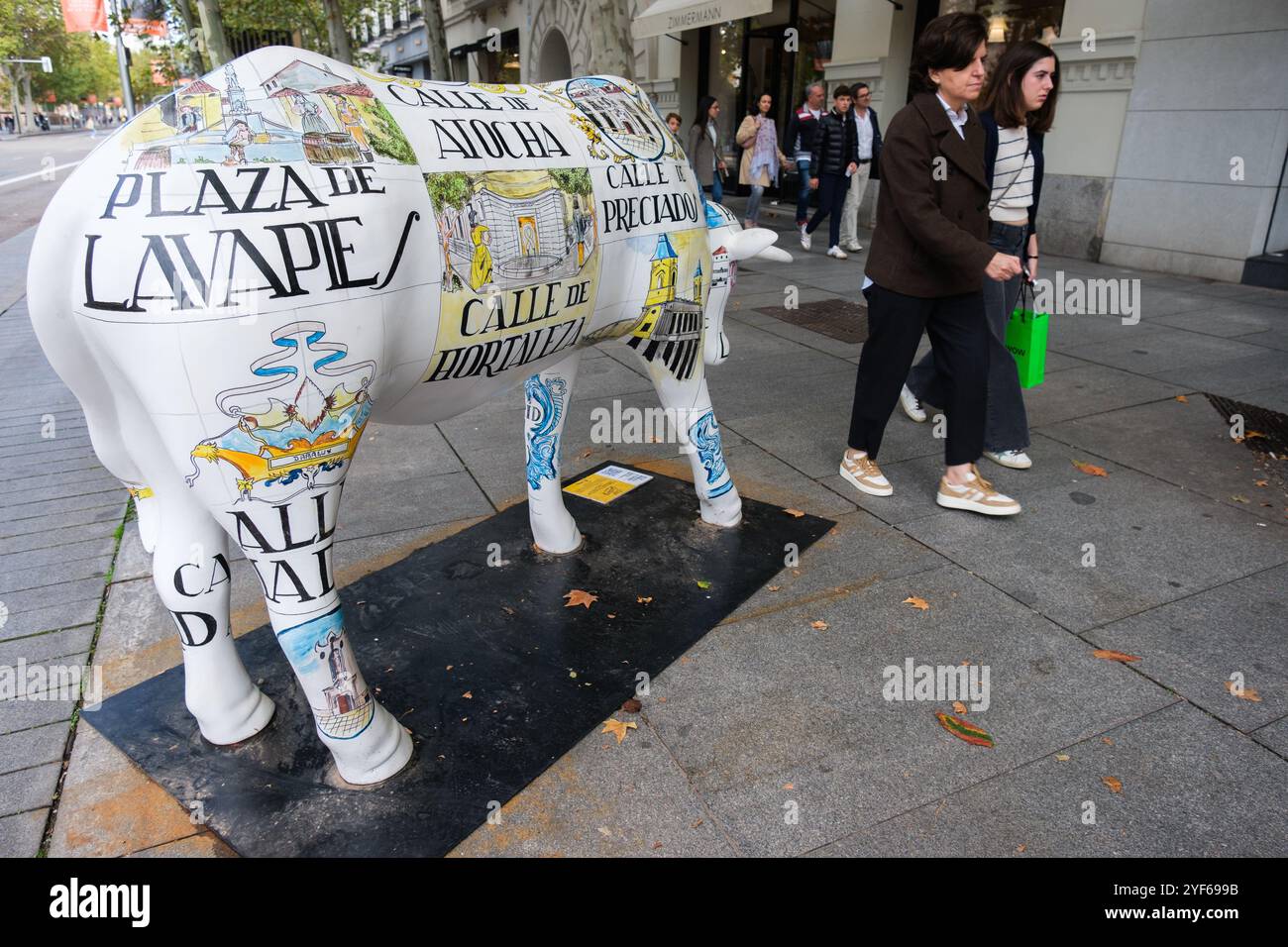 A cow-shaped sculpture painted at the Madrid Cow Gallery, on 3 ...