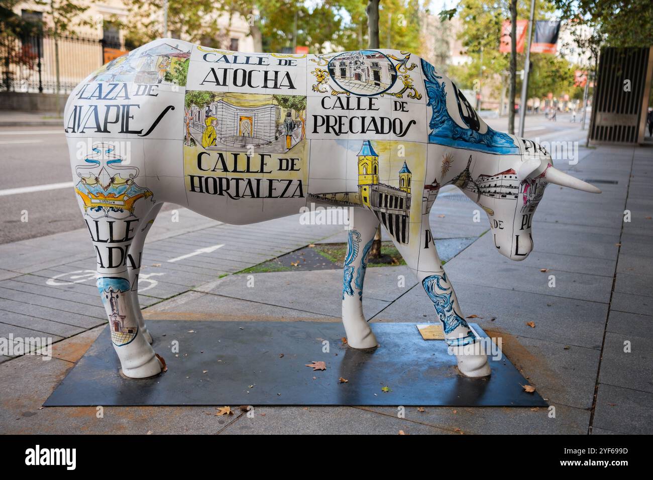 A cow-shaped sculpture painted at the Madrid Cow Gallery, on 3 ...