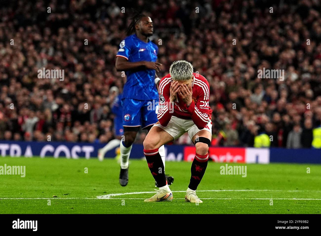 Manchester United's Alejandro Garnacho rues a missed chance during the ...