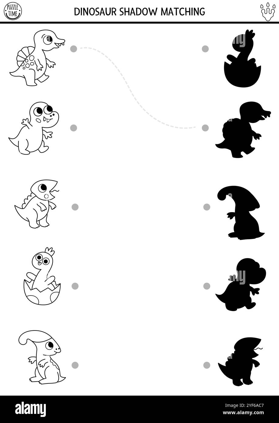 Little dinosaur black and white shadow matching activity with animals ...