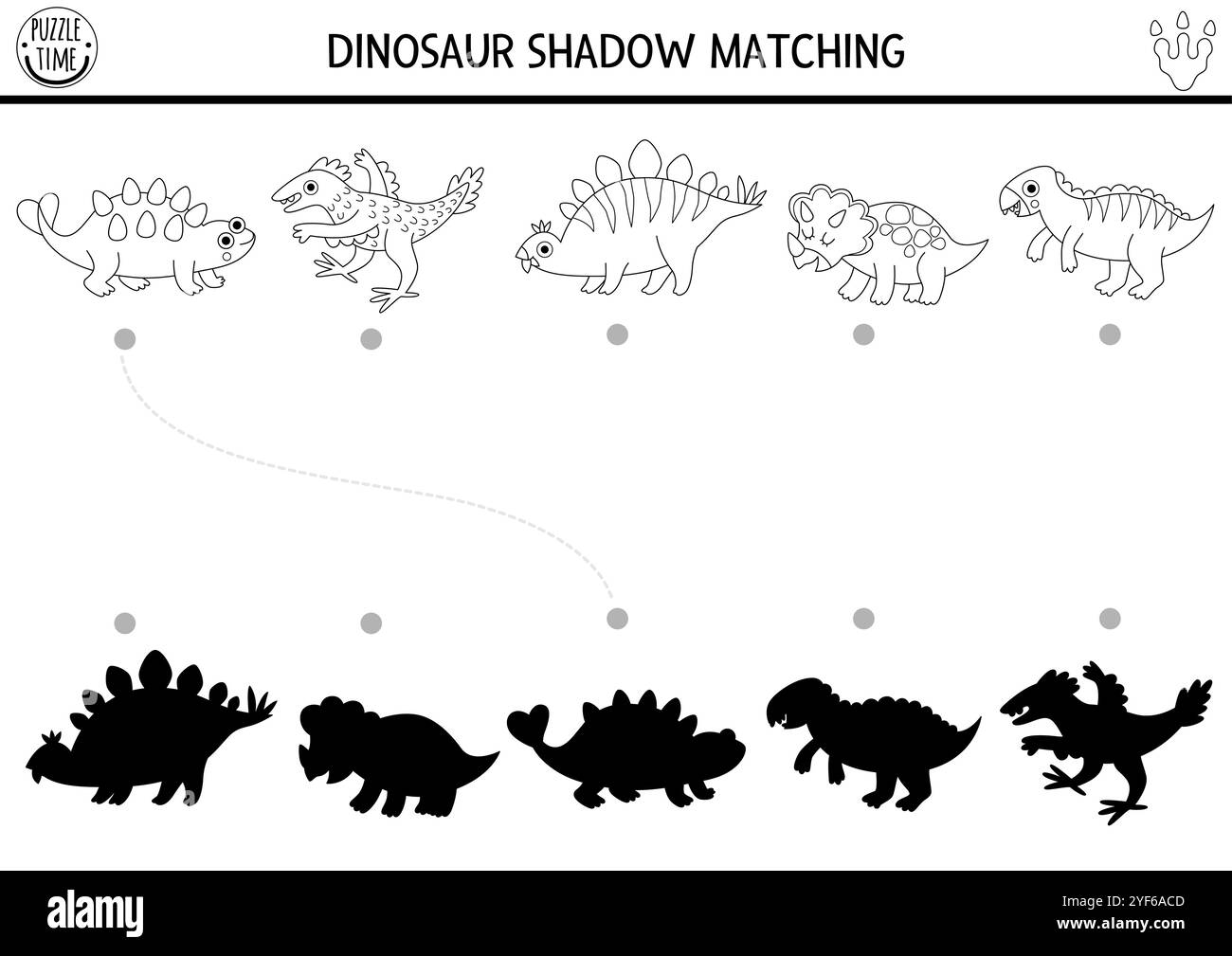 Dinosaur black and white shadow matching activity with animals ...