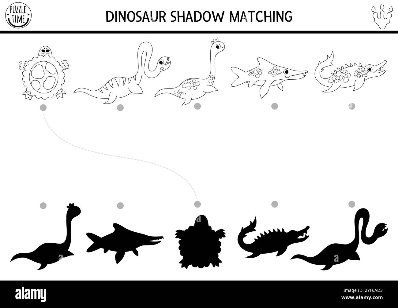 Dinosaur black and white shadow matching activity with water animals ...
