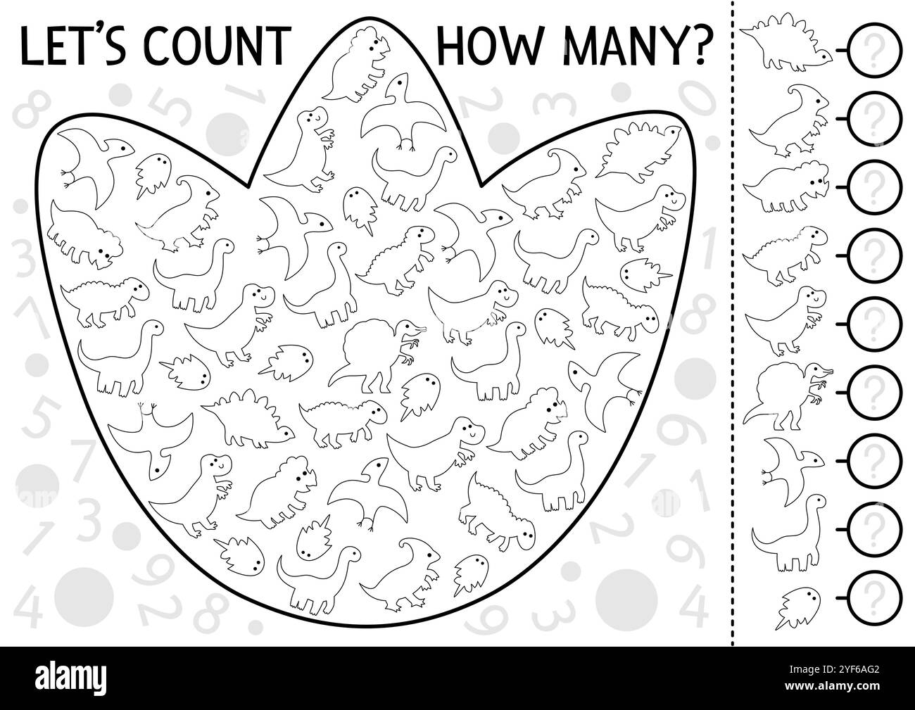 Dinosaur black and white I spy game for kids in footprint shape ...