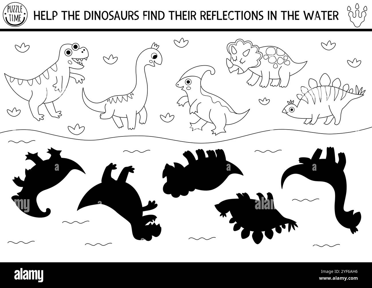 Dinosaur black and white shadow matching activity with animals and ...