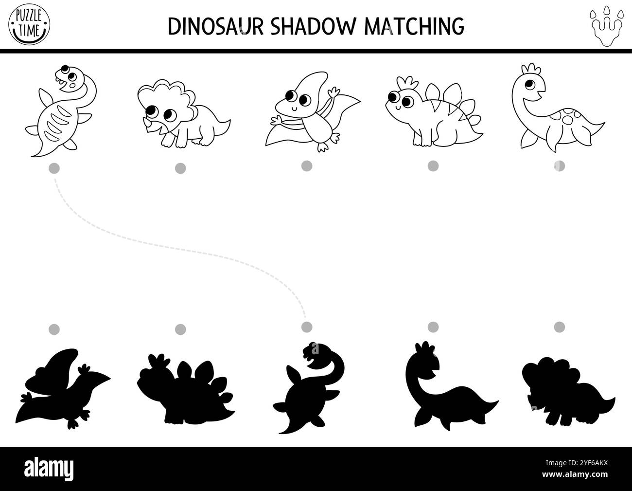 Little dinosaur black and white shadow matching activity with animals ...