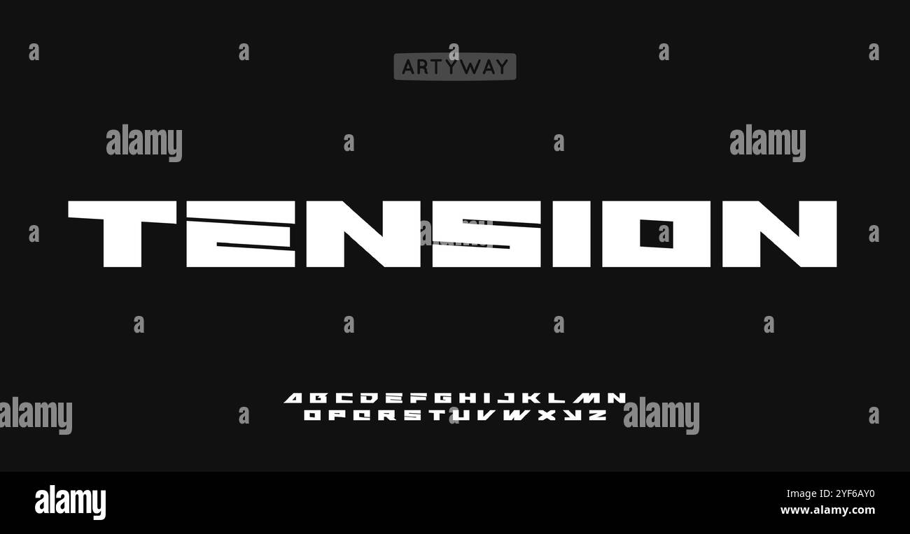 Wide bold alphabet, modern geometric letters, thick powerful font for ...