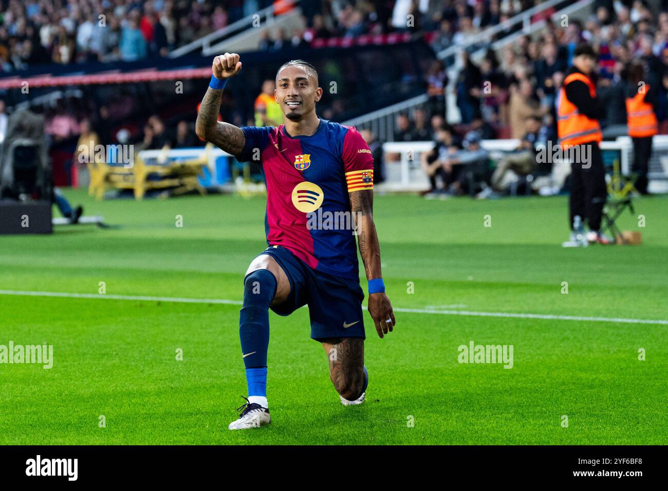 Barcelona, Spain. 3rd Nov, 2024. Raphina (FC Barcelona) celebrates ...