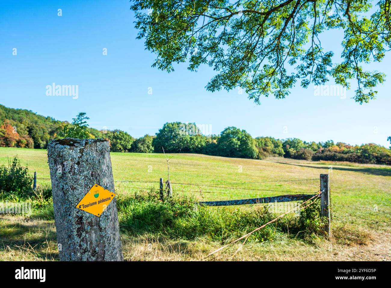 Hiking Trail Sign, Pedestrian Tourism, Foot of the Jura, Vaud Stock ...