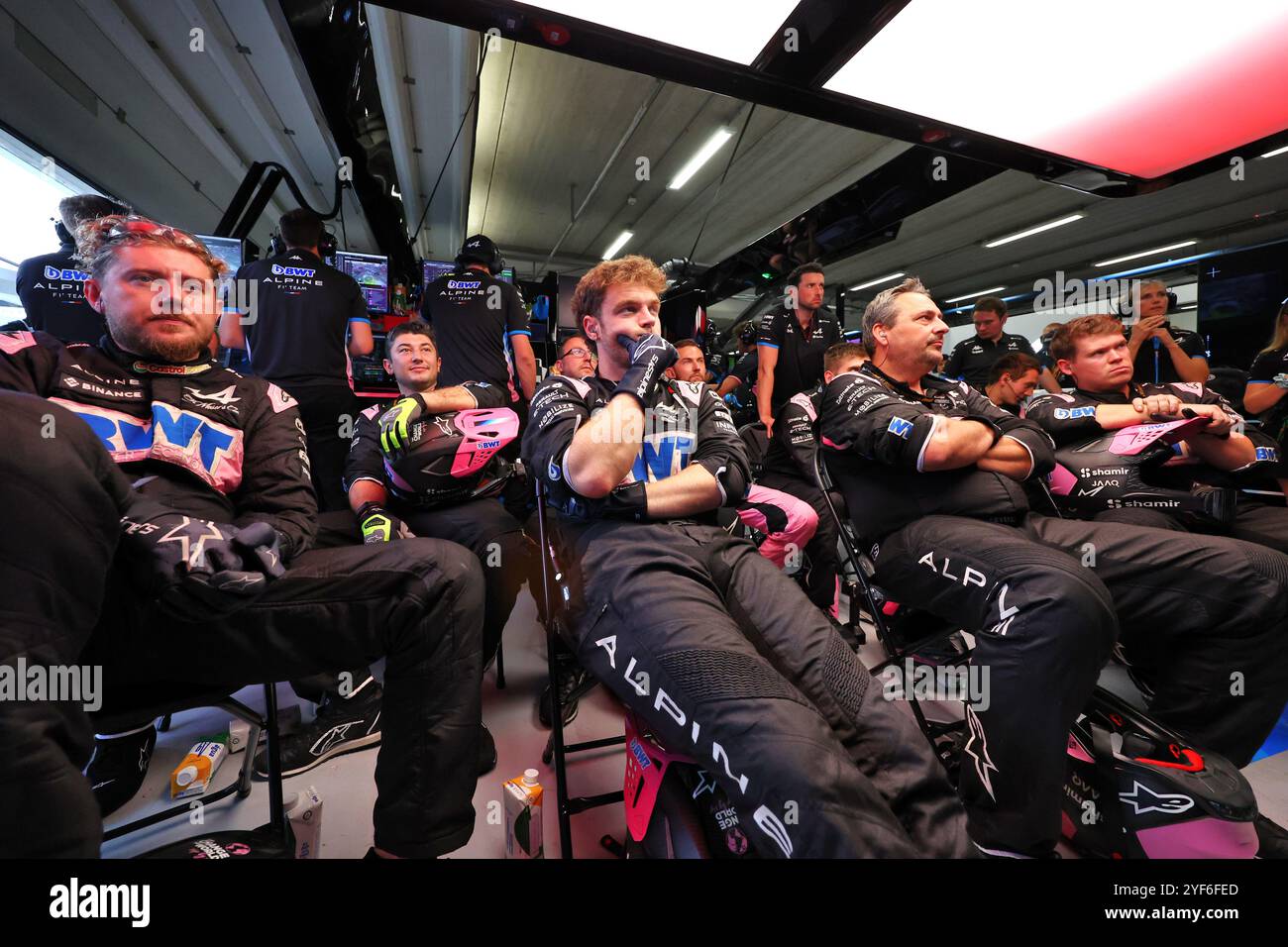 Sao Paulo, Brazil. 03rd Nov, 2024. Alpine F1 Team mechanics watch the ...