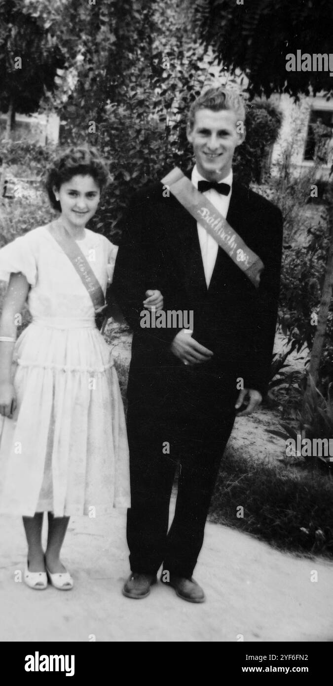 Serbia, Yugoslavia - 1959: Prom king and queen outdoor portrait Stock ...