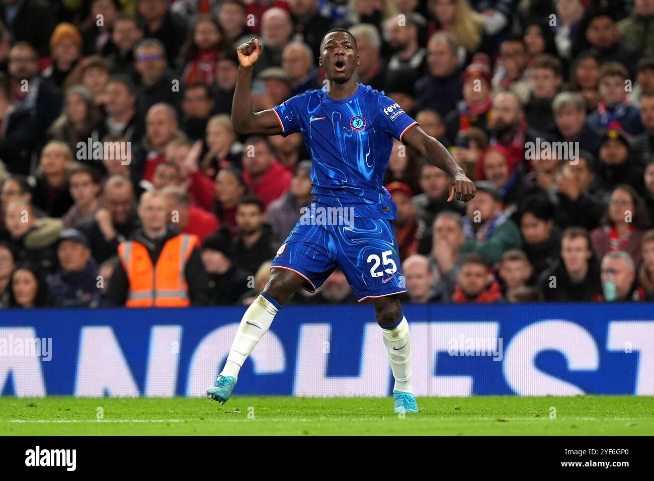 Chelsea's Moises Caicedo celebrates scoring their side's first goal of ...