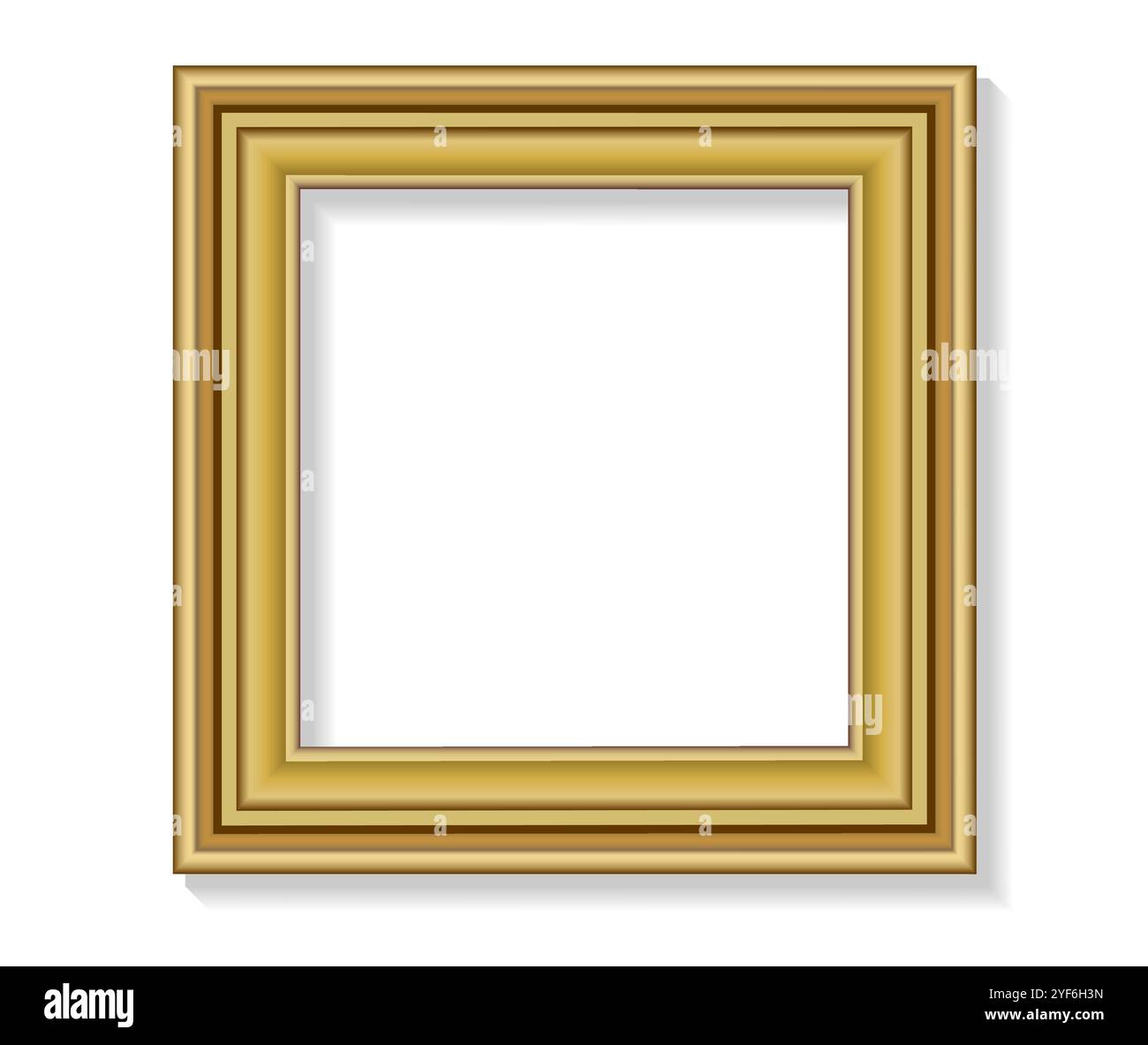 Elegant square gold picture frame with shadow in super realistic shape ...