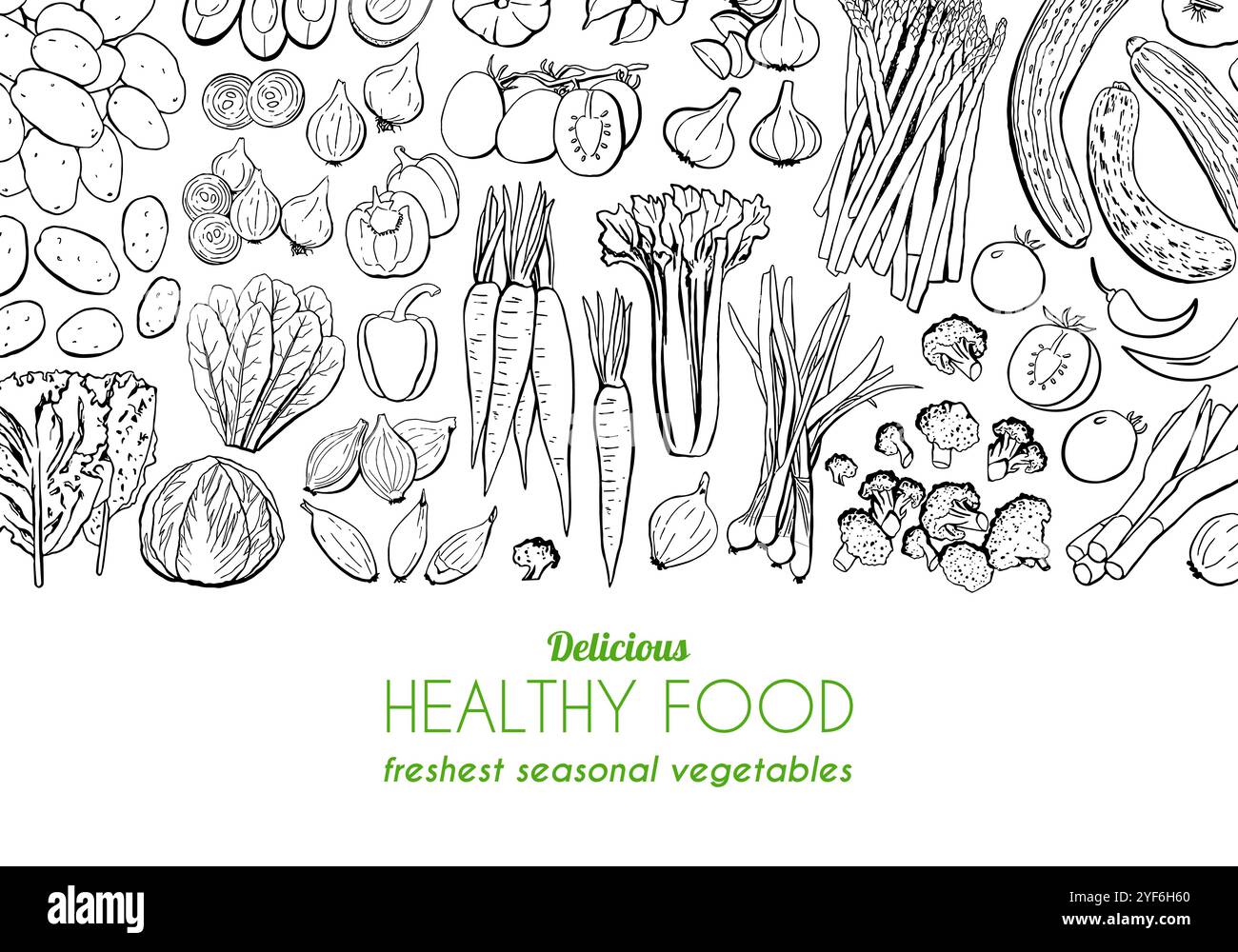 Hand drawn food menu design template. Food top view vector illustration ...