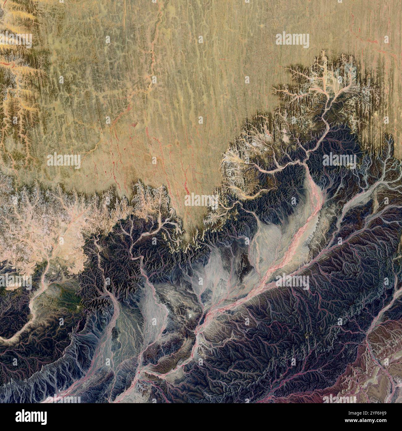 In Western Sahara, Africa, an intense network of wadis drains toward ...