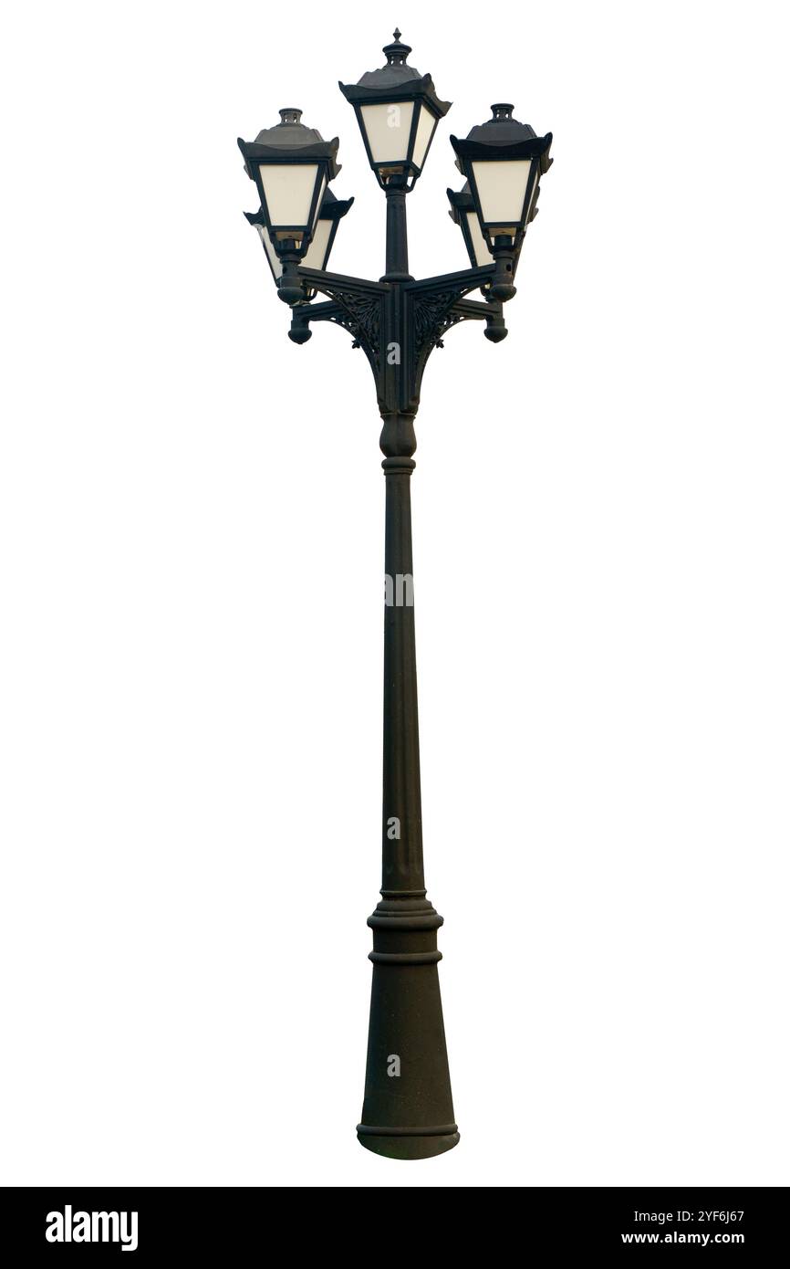 Street lamp isolated. Vintage classic streetlight on empty white ...