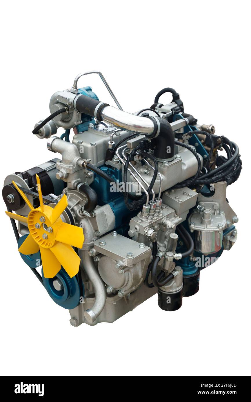 Diesel engine isolate. Motor tractor engine on empty background. High ...