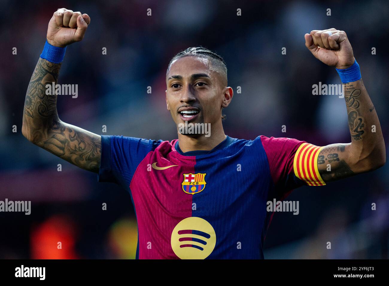 Barcelona, Spain. 3rd Nov, 2024. Raphina (FC Barcelona) celebrates ...